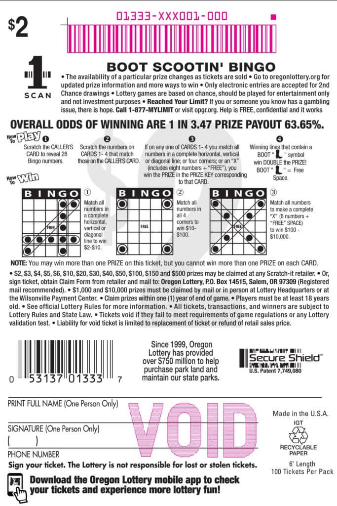 Boot Scootin Bingo - Lottery Scratch Tickets | Oregon Lottery