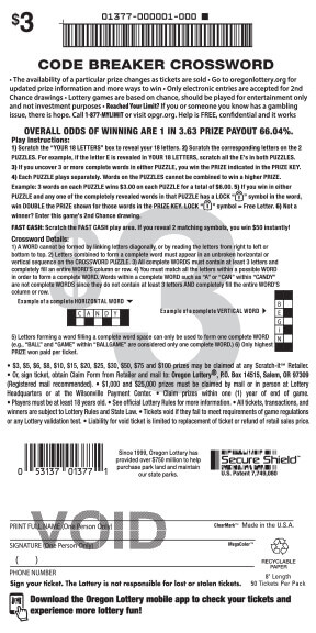 Code Breaker Crossword – Lottery Scratch Tickets | Oregon Lottery