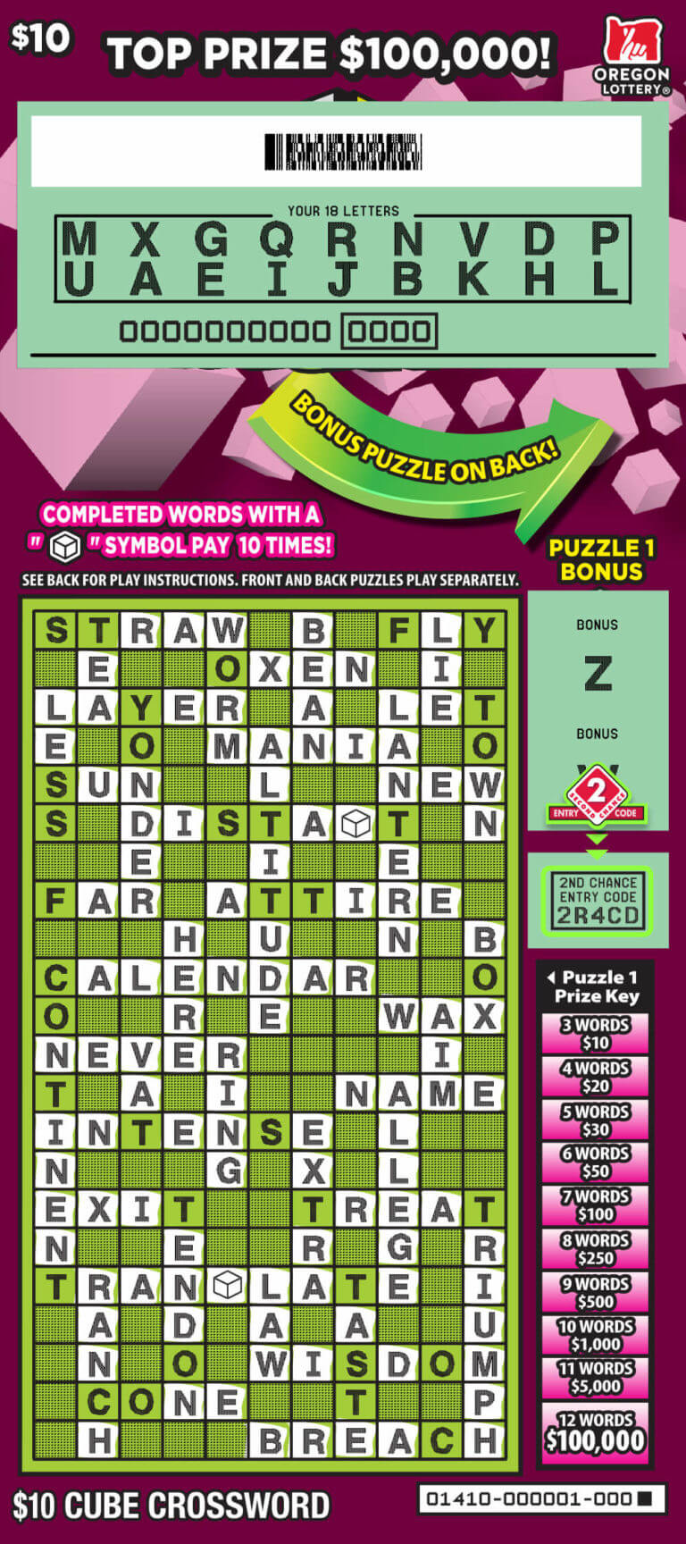 Cube Crossword – Lottery Scratch Tickets | Oregon Lottery